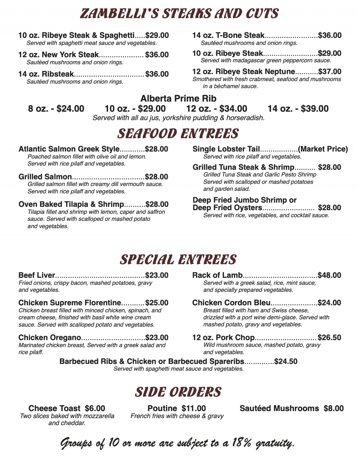Zambelli's – Truly the best family restaurant in Leduc.